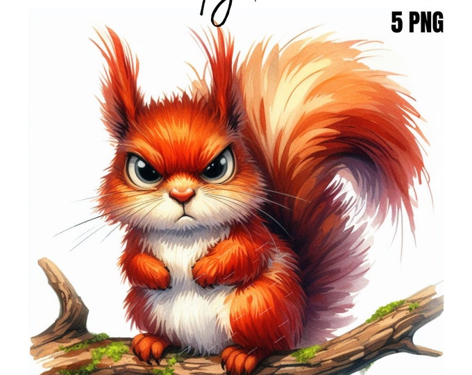 20 Watercolor Grumpy Animals Pngs Clipart Bundle, High Quality, Instant ...