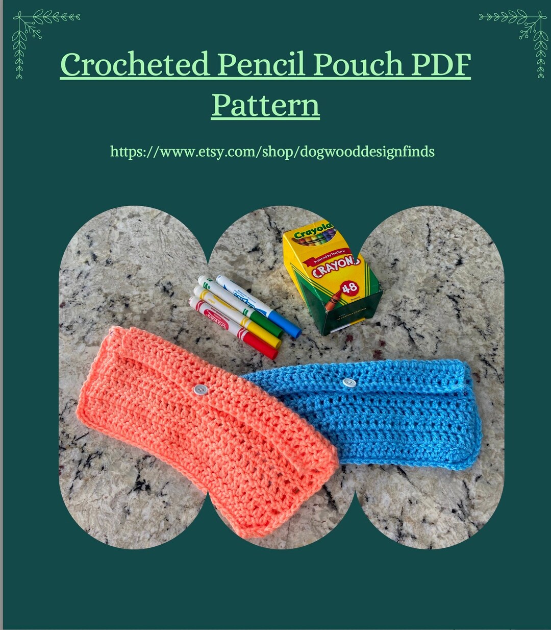Crocheted Pencil Pouch Pattern PDF Printable Download for - Etsy