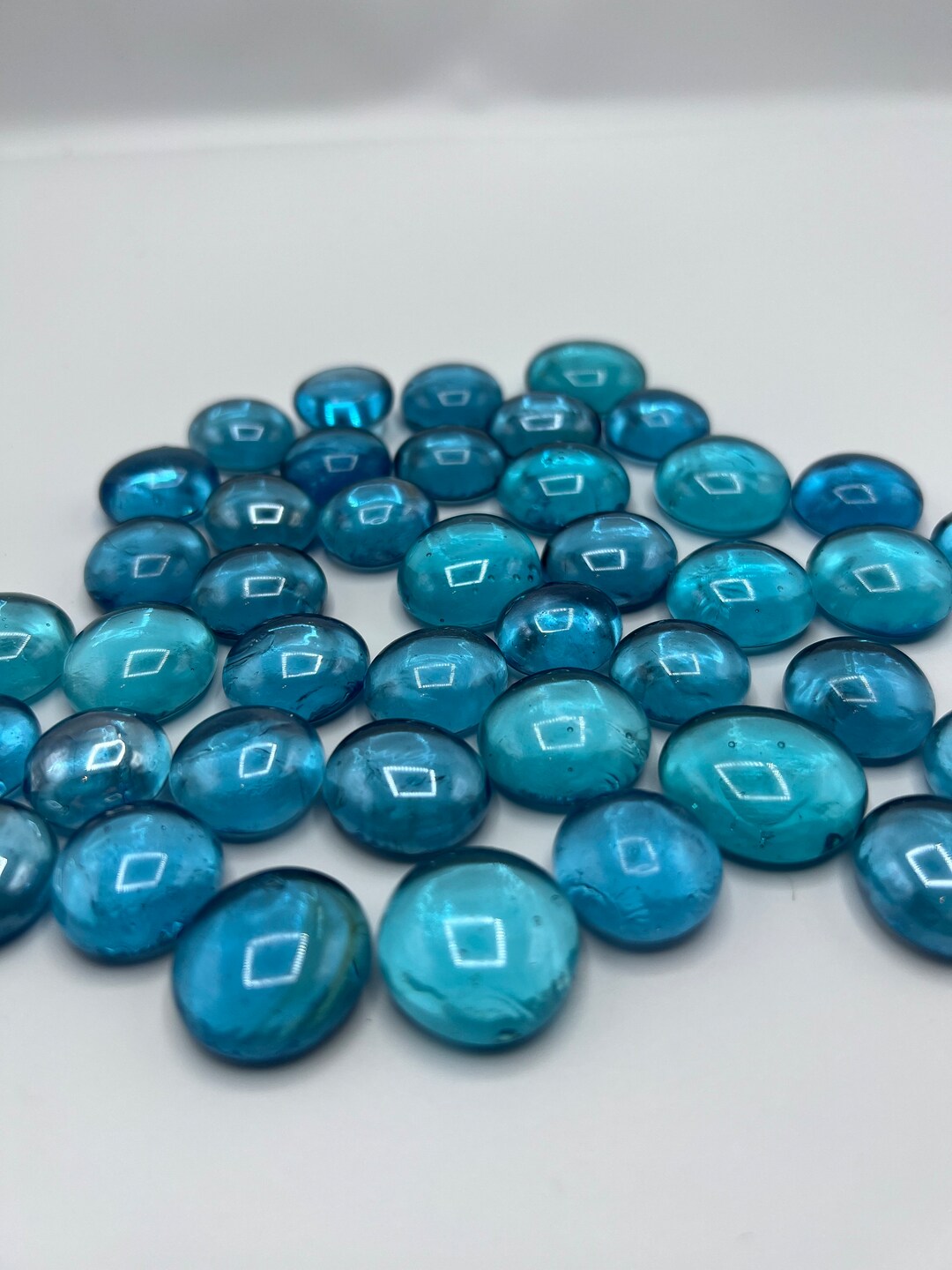 Unique Blue Glass Stones for Crafts Decor Blue Colored Glass Pebbles ...