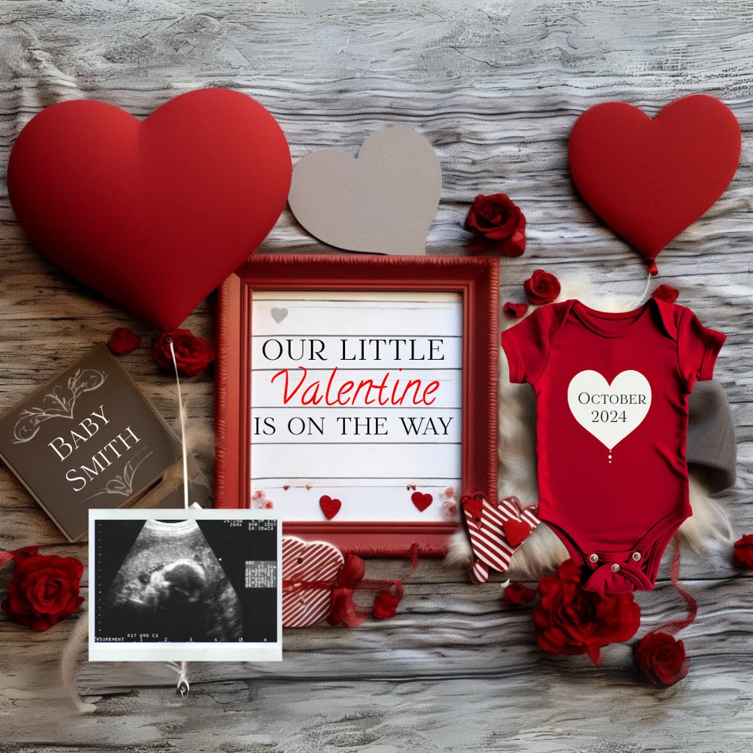 Digital Valentines Day Pregnancy Announcement for Social Media ...