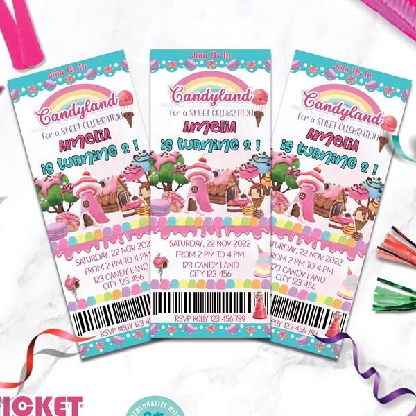 Candy Land Ticket Invitation - Etsy