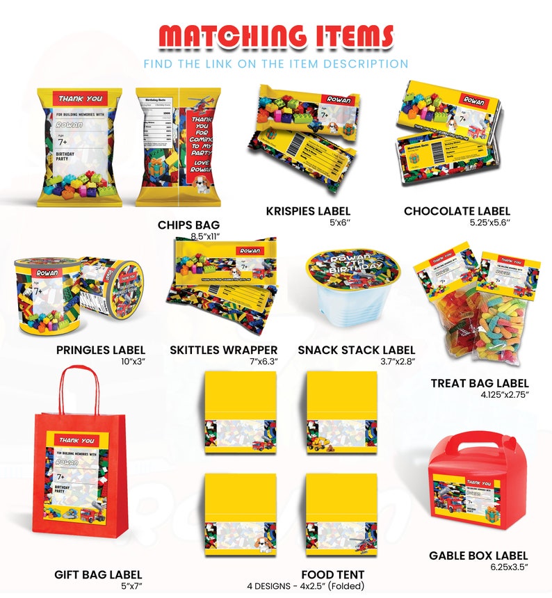 Brick Birthday Party Chip Can Label | Building Block Theme (printable ...