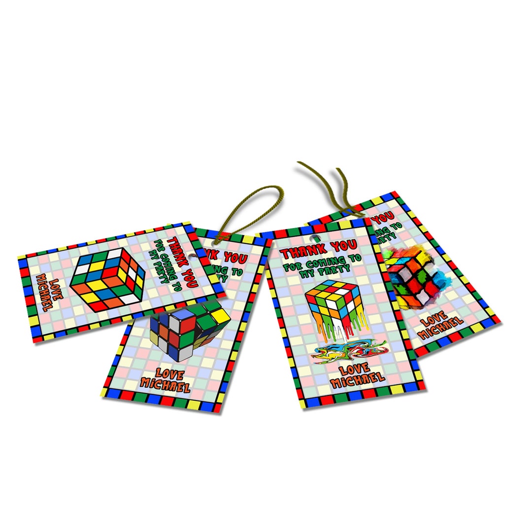 Digital Rubiks Favor Tag Rubik Cube Thank You Card Rubiks Birthday ...