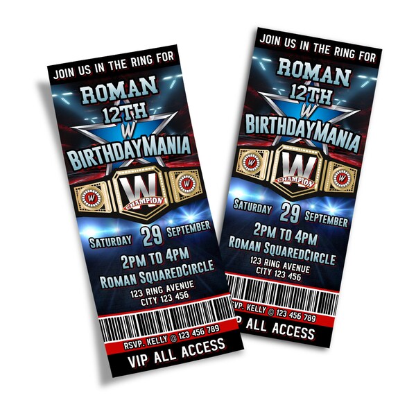 Wwe Birthday Invitations - Etsy
