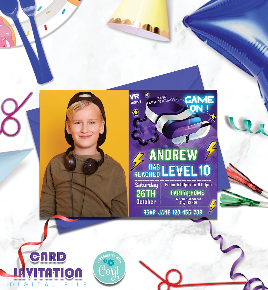 VR Birthday Party Invitation VR Birthday Invite Virtual - Etsy