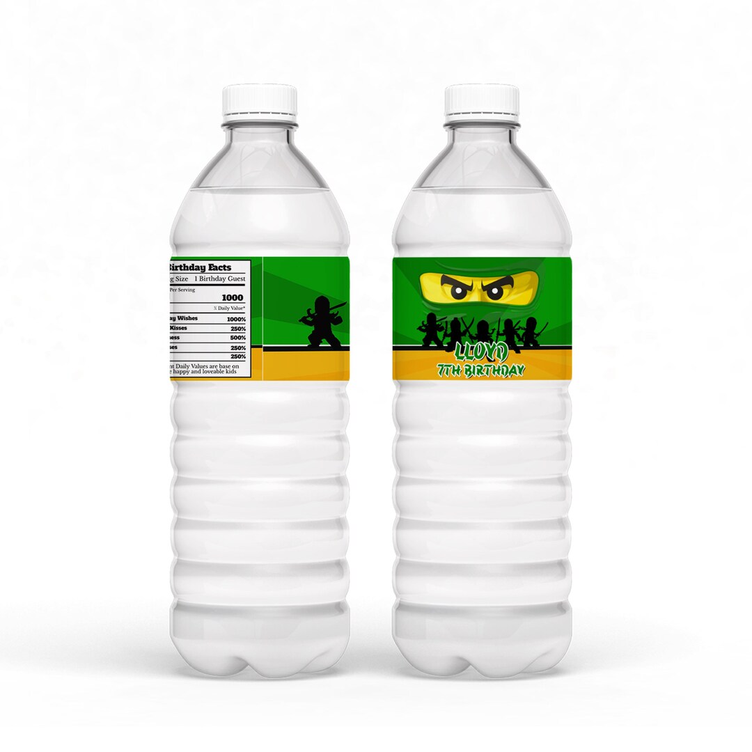 Printable Ninja Water Bottle Label | Ninja Brick Bottle Wrapper | Ninja ...