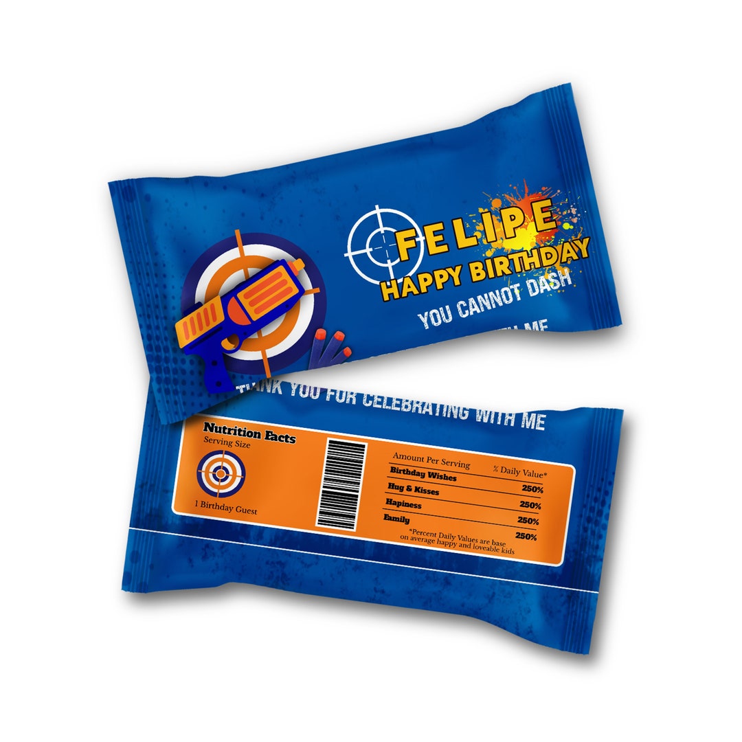 Printable Dart Gun Skittles Label Water Gun War Candy Bar Wrapper Dart ...