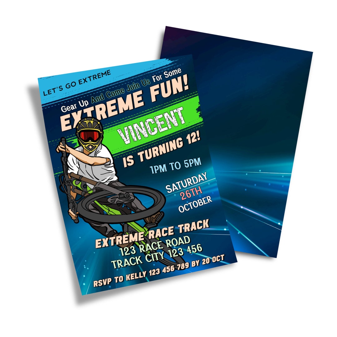 Editable BMX Birthday Invitation Template | Printable Race Bike ...