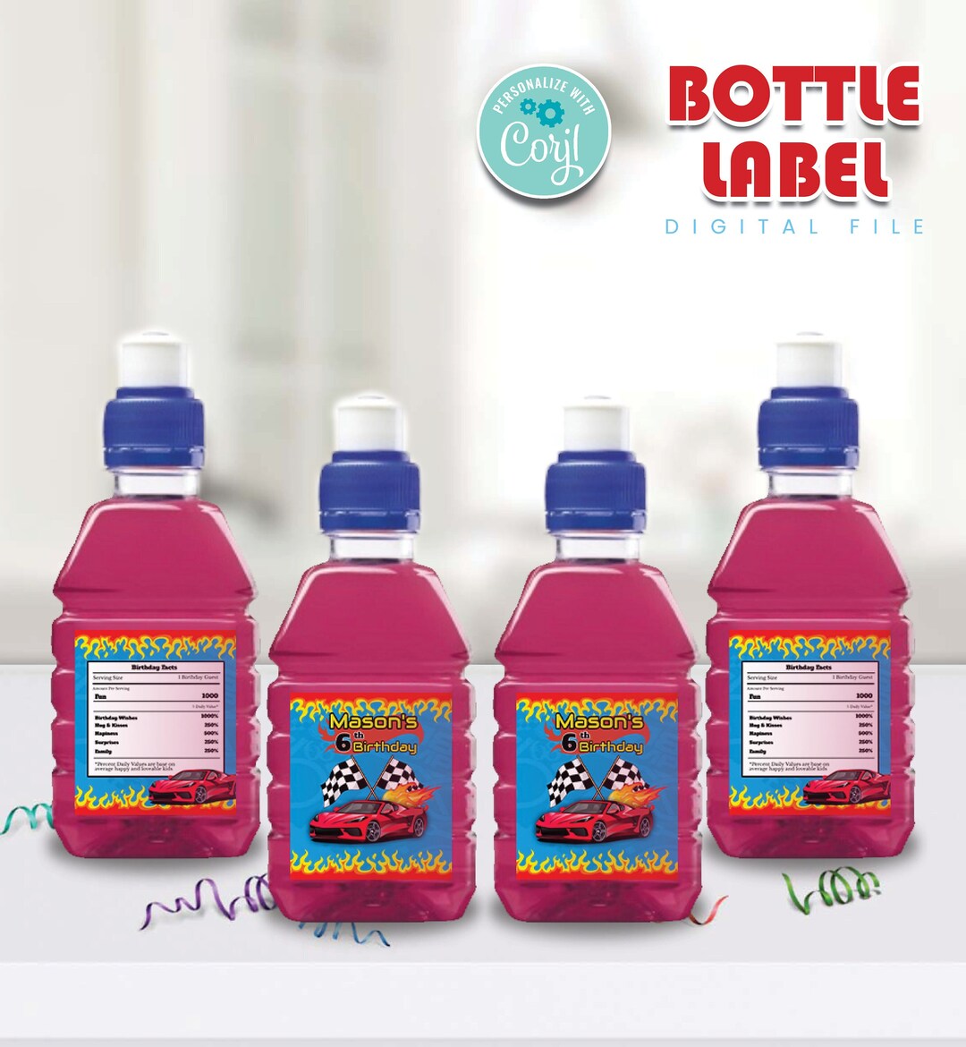 Printable Race Car Bottle Label | Race Car Birthday Water Bottle Label ...