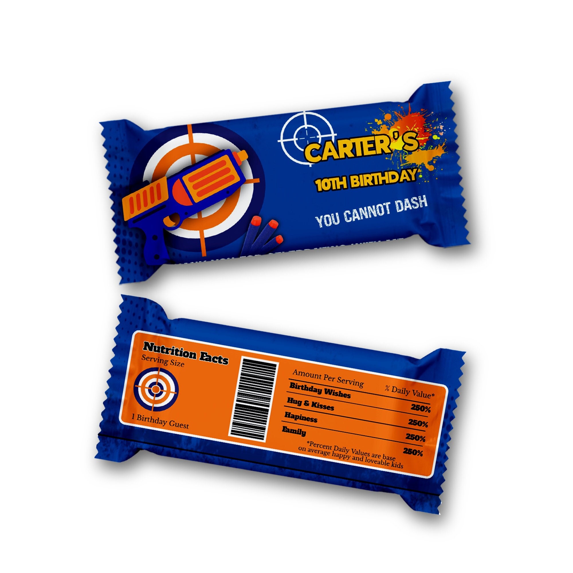 Printable Dart Gun Rice Krispies Label | Dart War Candy Bar Wrapper ...