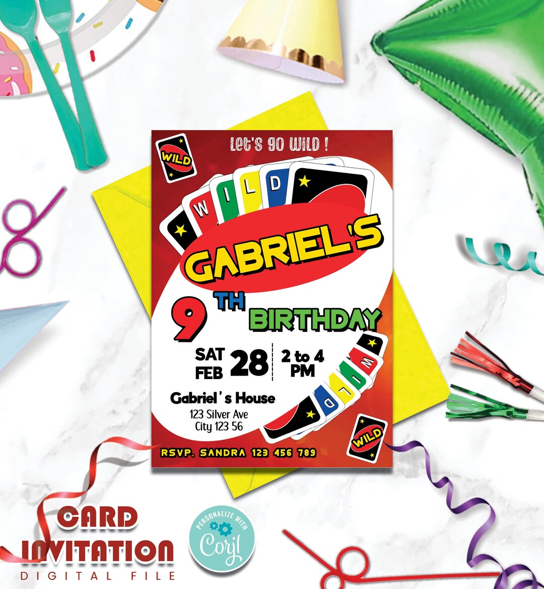 Printable Uno Invitation Uno Birthday Invitation Uno Theme - Etsy