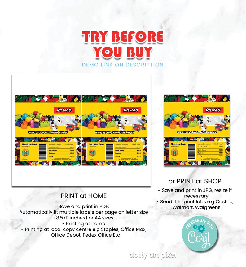 Printable Building Blocks Chocolate Label Bricks Chocolate - Etsy