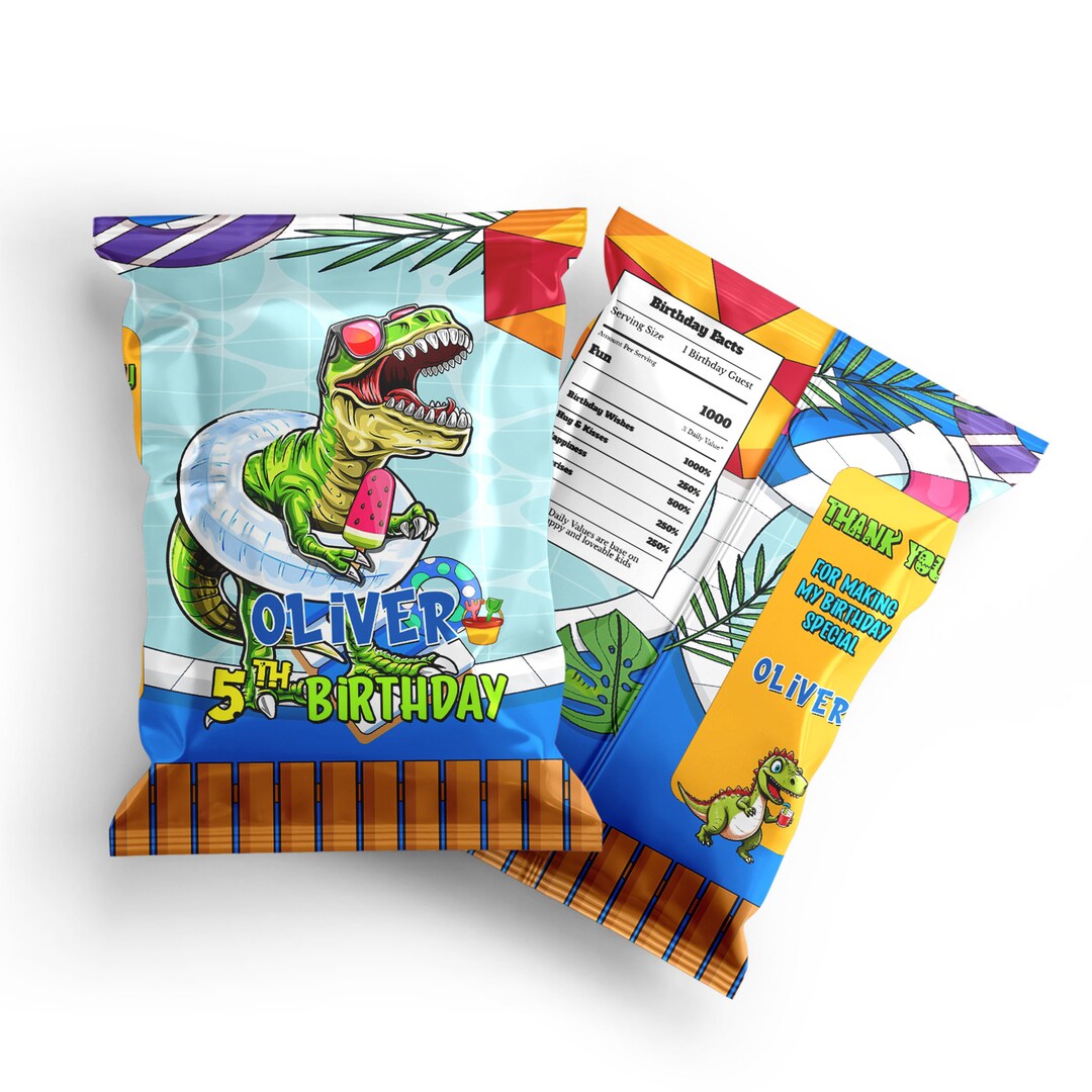 Printable Dinosaur Chips Bag Label Trex Chips Bag Wrapper Dino Pool ...
