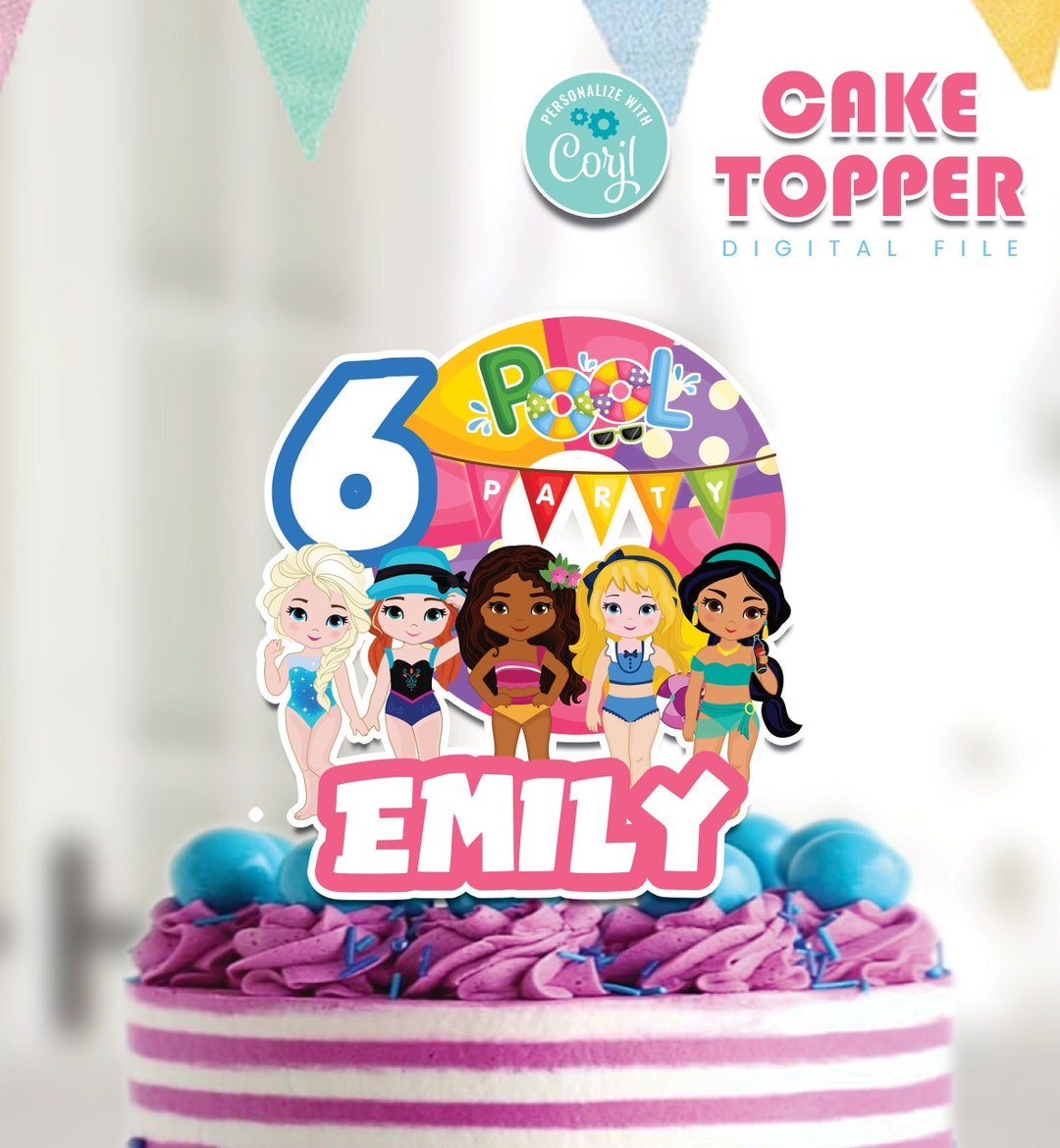 Tropical Pool Party Cake Topper Swimming Pool Cake Topper Swimming Pool ...