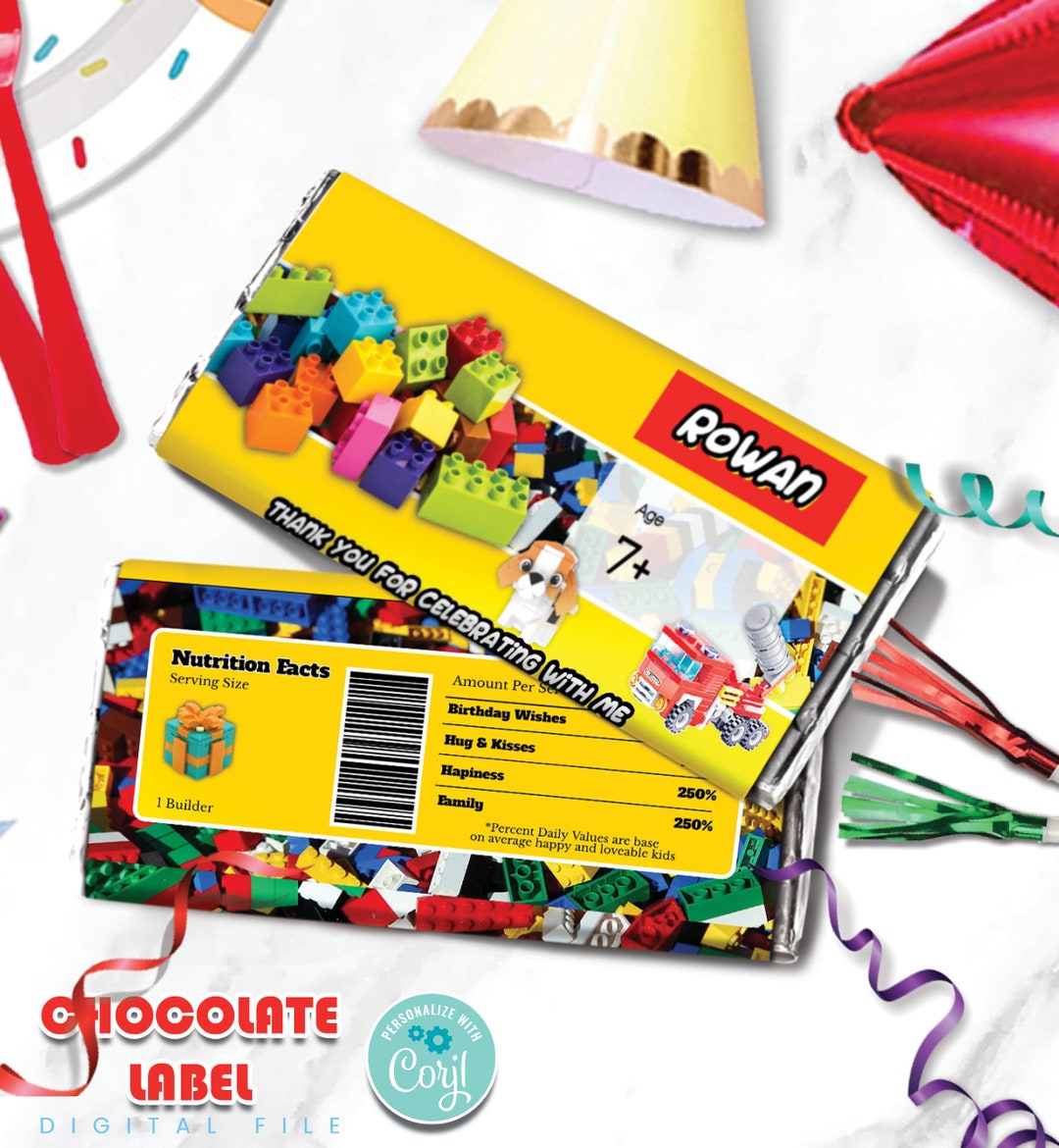 Printable Building Blocks Chocolate Label Bricks Chocolate - Etsy