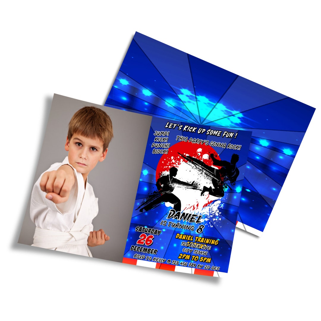 Printable Martial Arts Photo Invitation | Karate Birthday Invitation ...