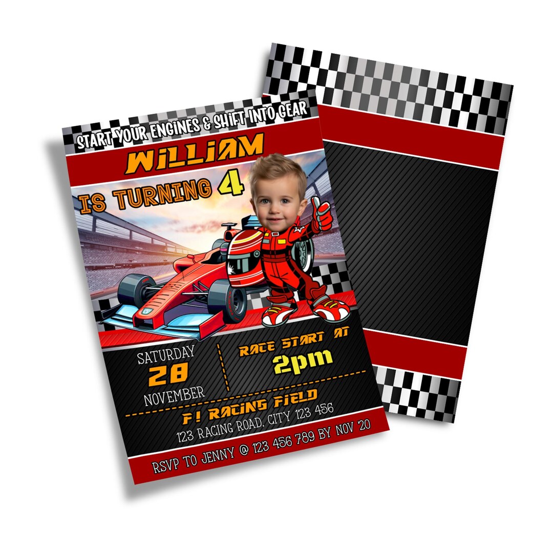 Printable Race Car Birthday Photo Invitation | Slot Car Photo Invites ...