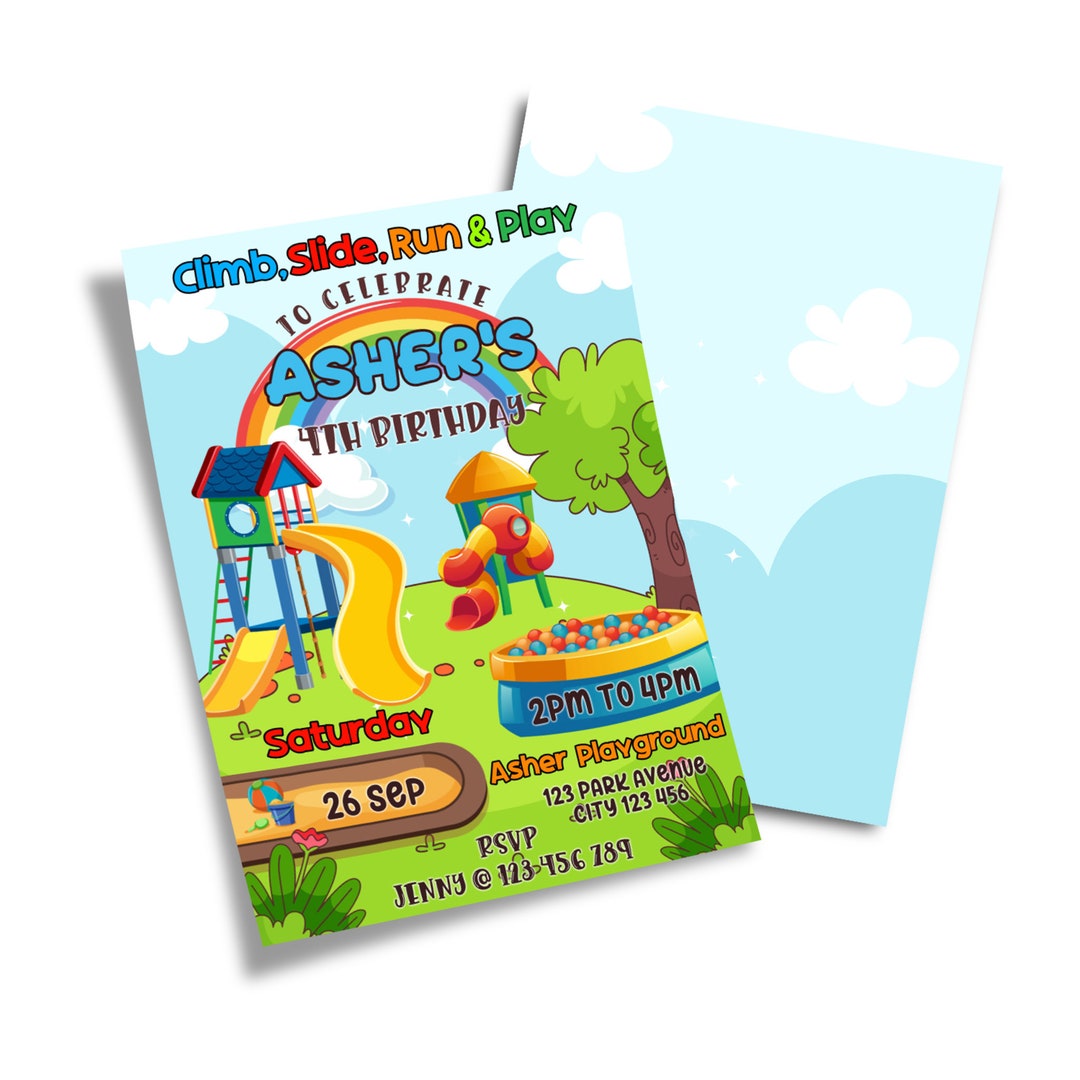 Playground Invitation | Playground Party Invitation | Park Birthday ...