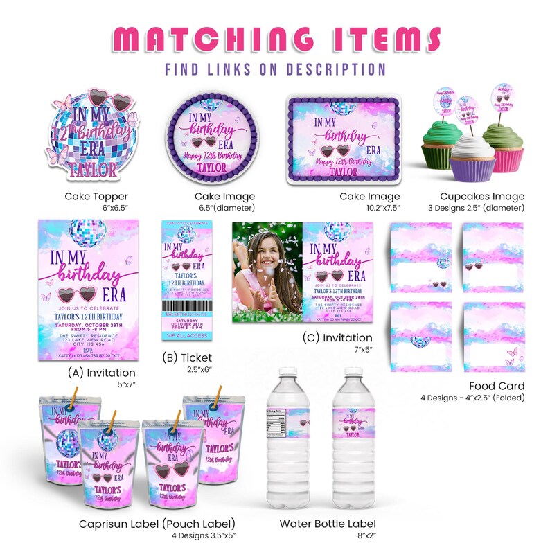 Birthday Era Ticket Invitation, Printable Template (editable in Corjl ...