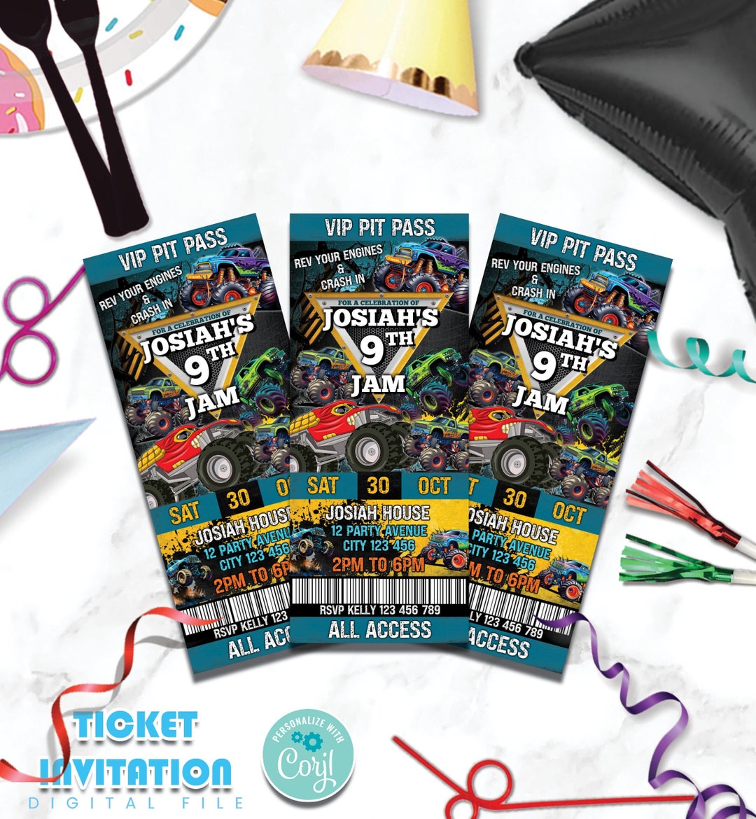 Printable Monster Jam Birthday Invitation Monster Truck - Etsy Canada