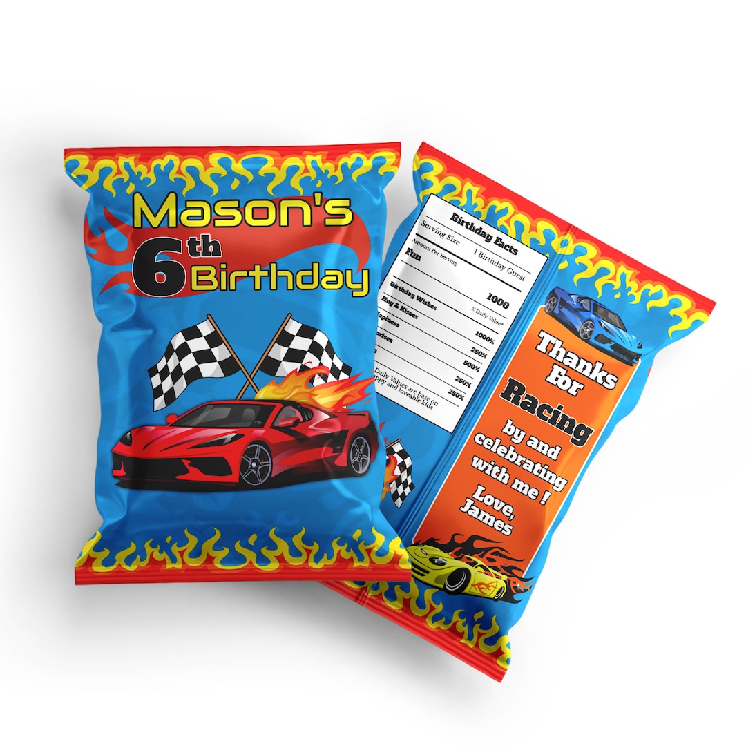 Printable Race Car Chips Bag | Racing Car Snack Wrapper | Slot Racing ...