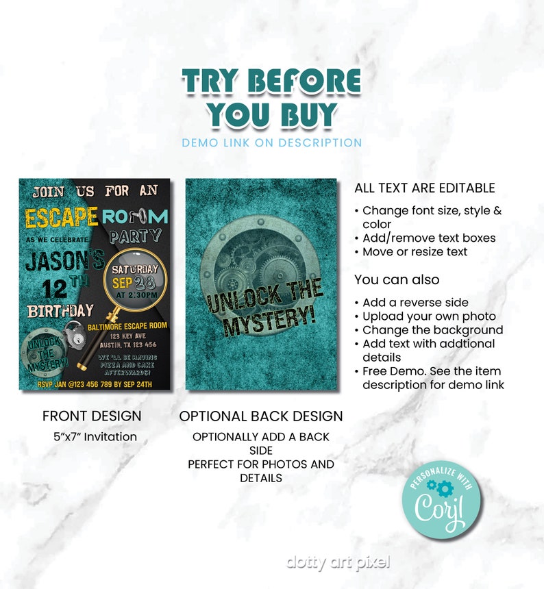 Printable Escape Room Invitations Escape Room Party Escape - Etsy