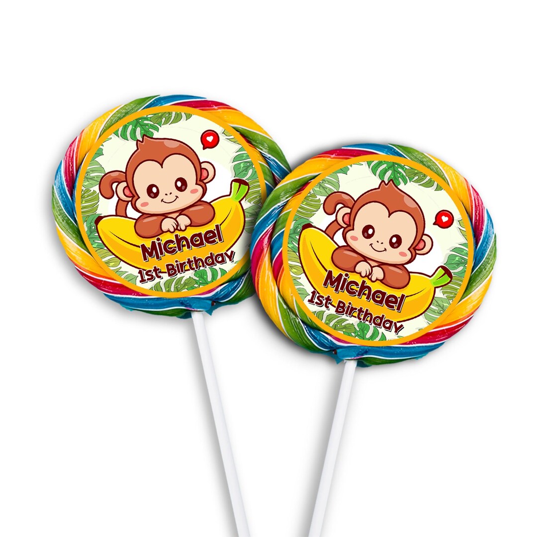 DIY Cute Monkey Lollipop Label | Little Monkey Candy Label | Monkey ...