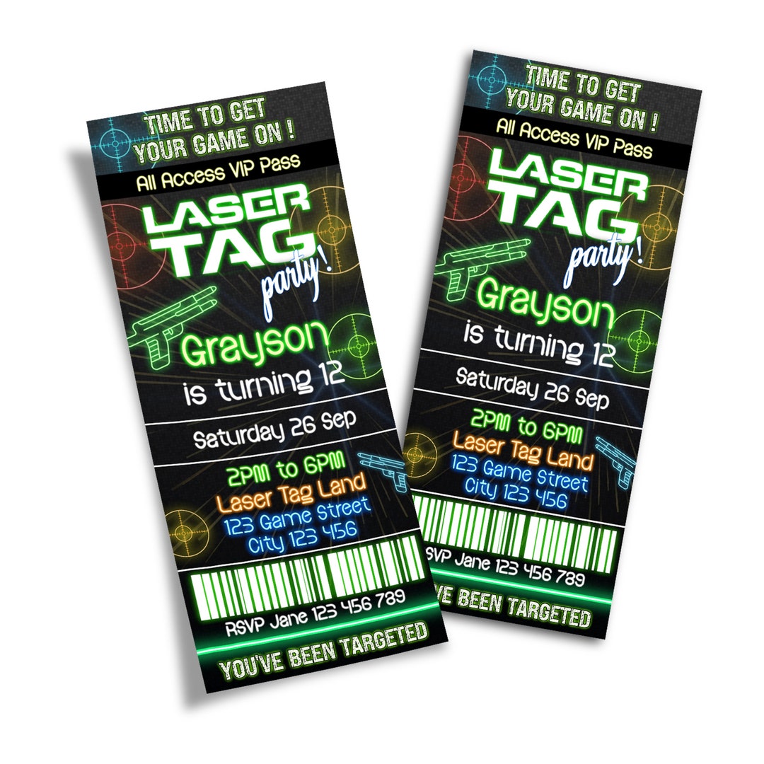 Printable Laser Tag Birthday Invitation | Laser Tag Birthday Party ...