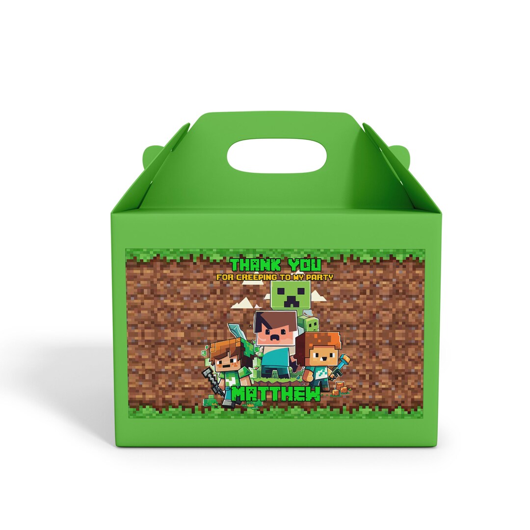 Printable Pixelated Gable Box Label Pixel Games Theme Party Mine Themed ...