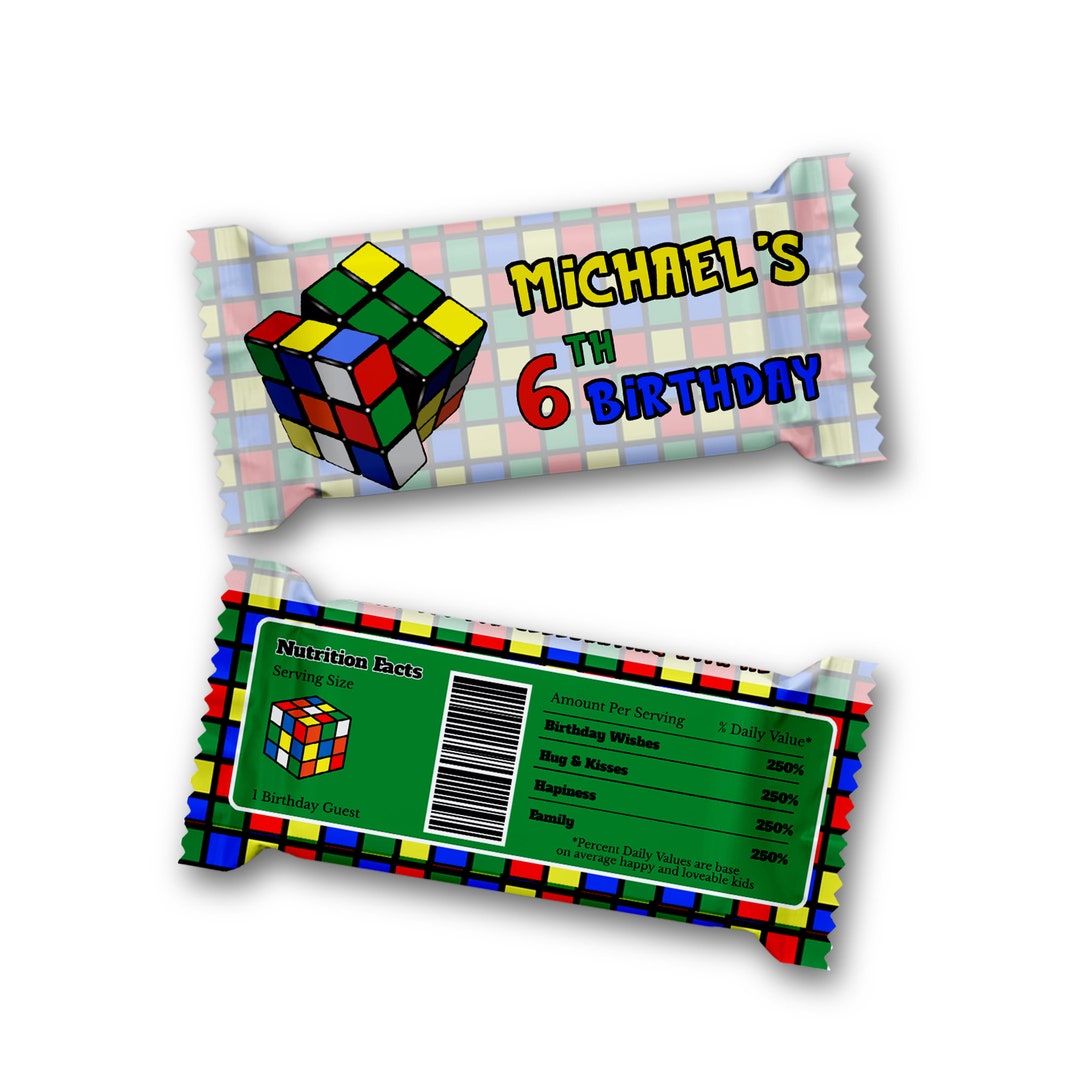 Printable Rubik Rice Krispies Label Rubik Cube Candy Bar Wrapper Rubiks ...