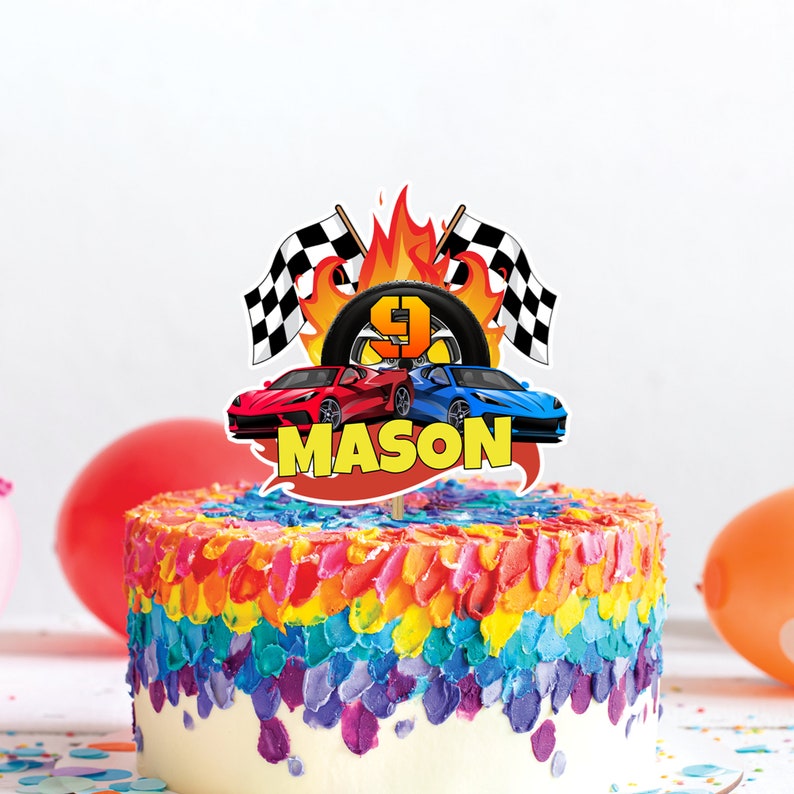 Race Car Cake Topper | Kids Birthday Party Decoration (digital Corjl ...