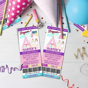 Girls Sleepover Ticket Invitation | Pajamas Birthday Invitation ...