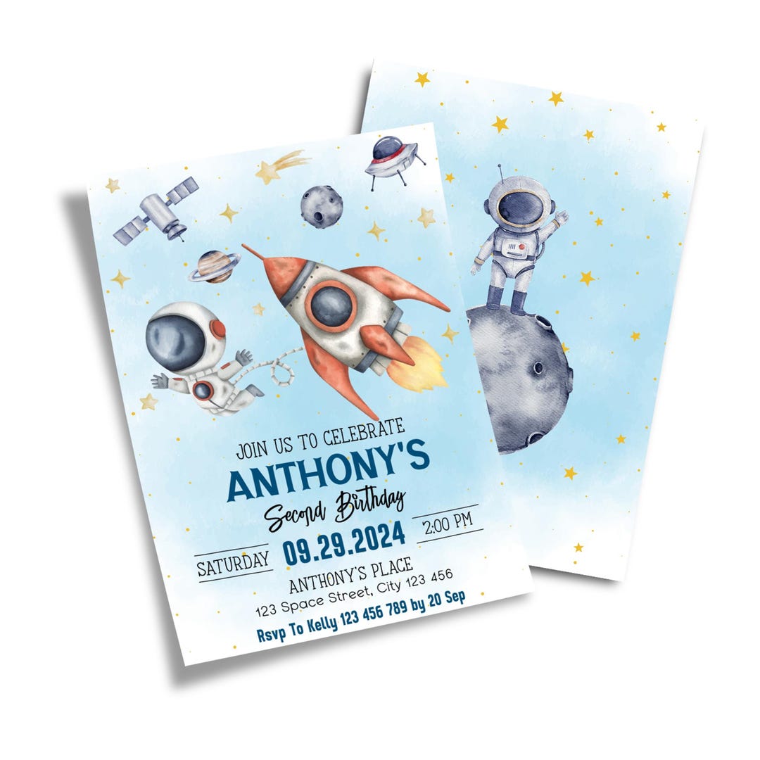Personalized Astronaut Birthday Invitation, Outer Space Party ...