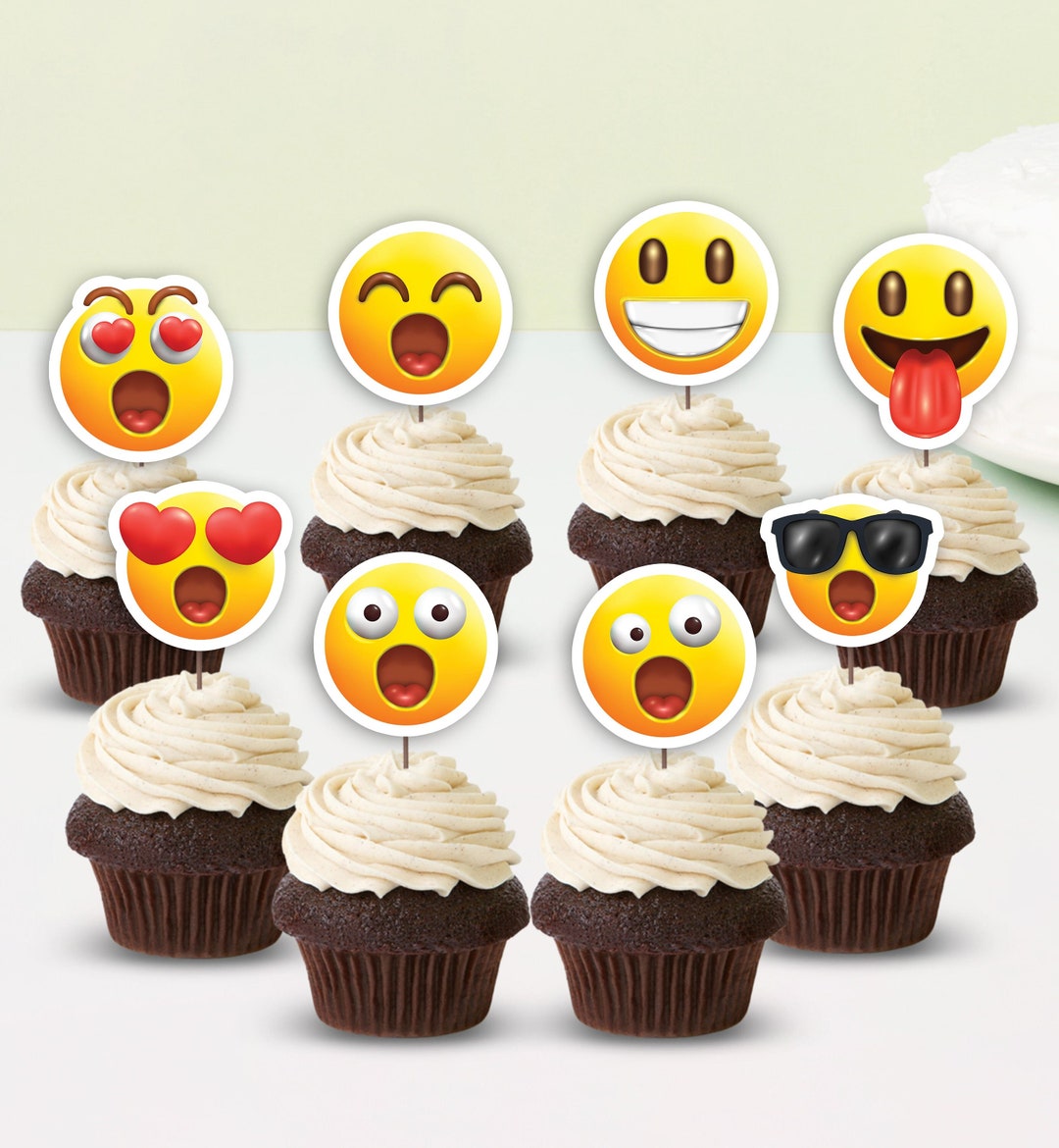 Printable Emoji Cupcake Toppers Emoticon Cupcake Topper Emoji Party ...