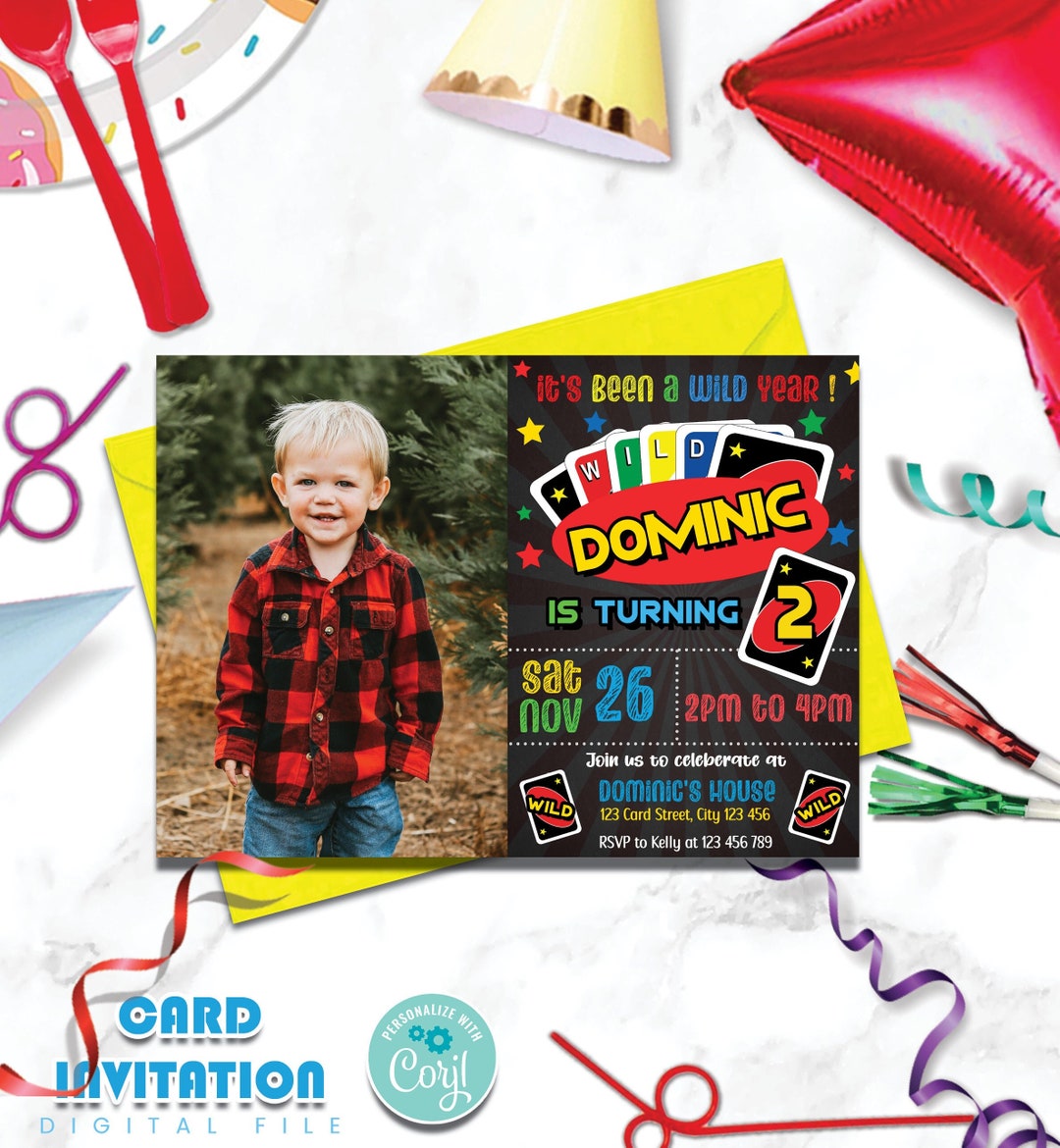 Editable Uno Birthday Invitation Template With Photo - Etsy Canada