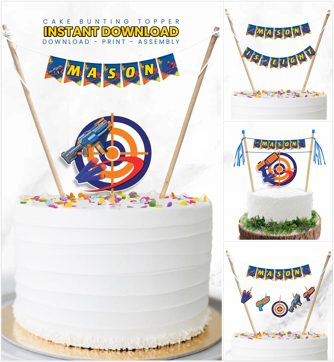 Dart Gun Cake Topper Gun War Cake Topper Water Gun Cake Bunting Dart ...