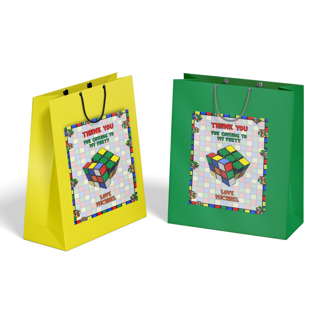 Printable Rubiks Gift Bag Label Rubik Cube Birthday Goody Bag Label ...