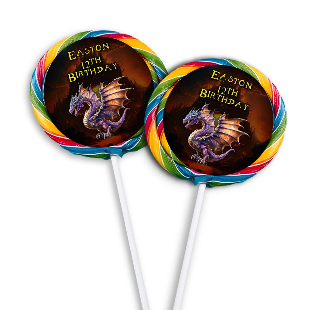 Printable Dragon Lollipop Label Dungeon Dragon Birthday Goody Bag ...