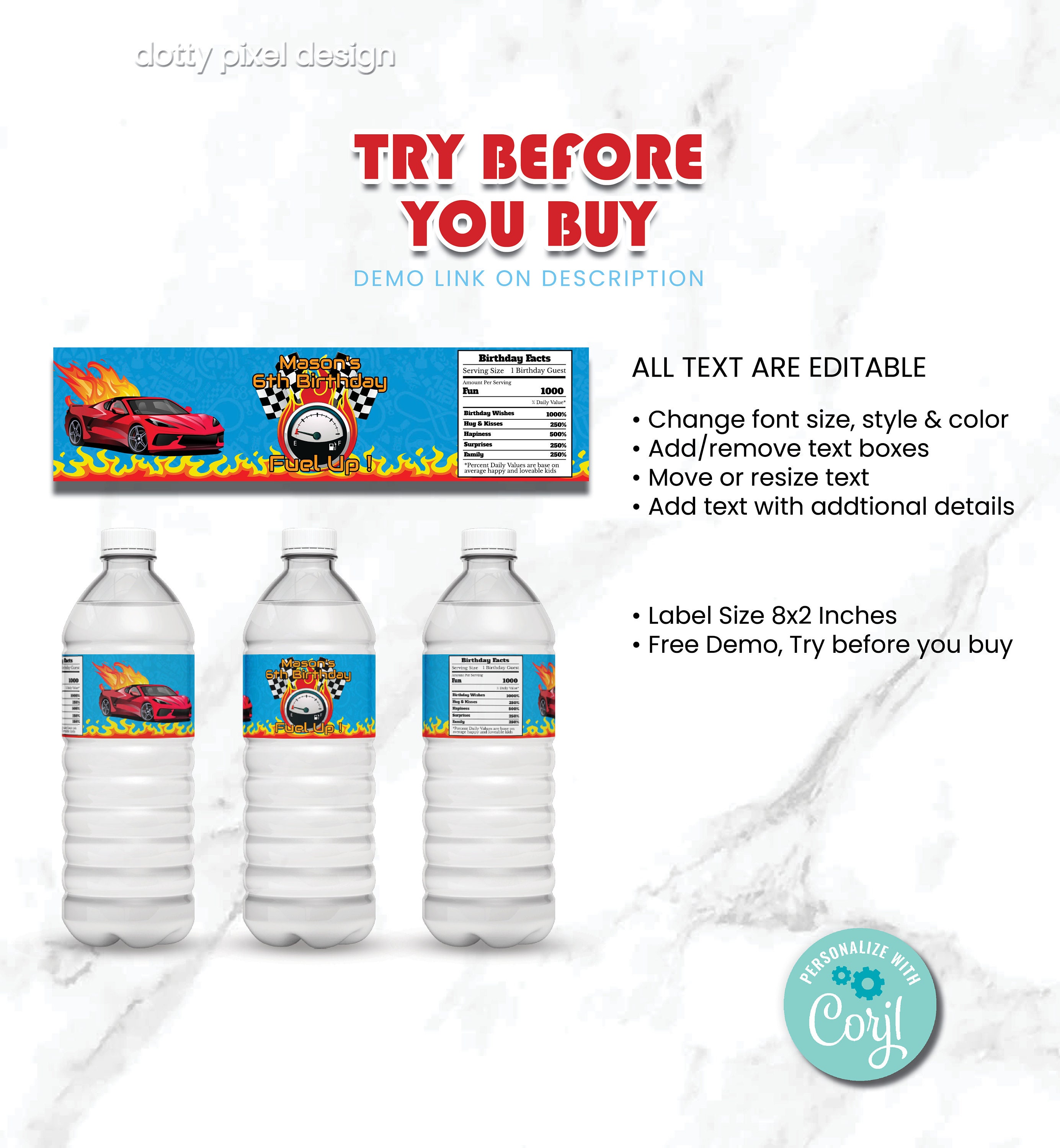 Printable Race Car Bottle Label Race Car Birthday Water - Etsy Australia