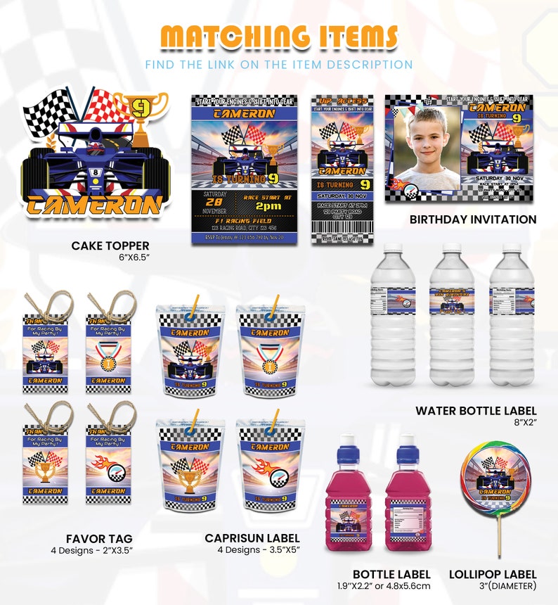 Printable Race Car Lollipop Label, Slot Racing Car Candy Label, Blue ...