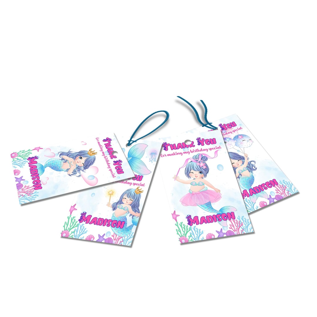 Personalized Mermaid Favor Tag | Girls Birthday Thank You Tag | Mermaid ...