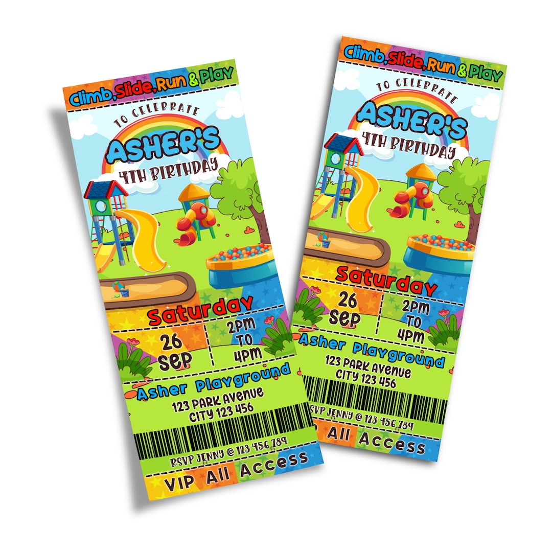 Playground Invitation Playground Ticket Invitation Party in the Park ...