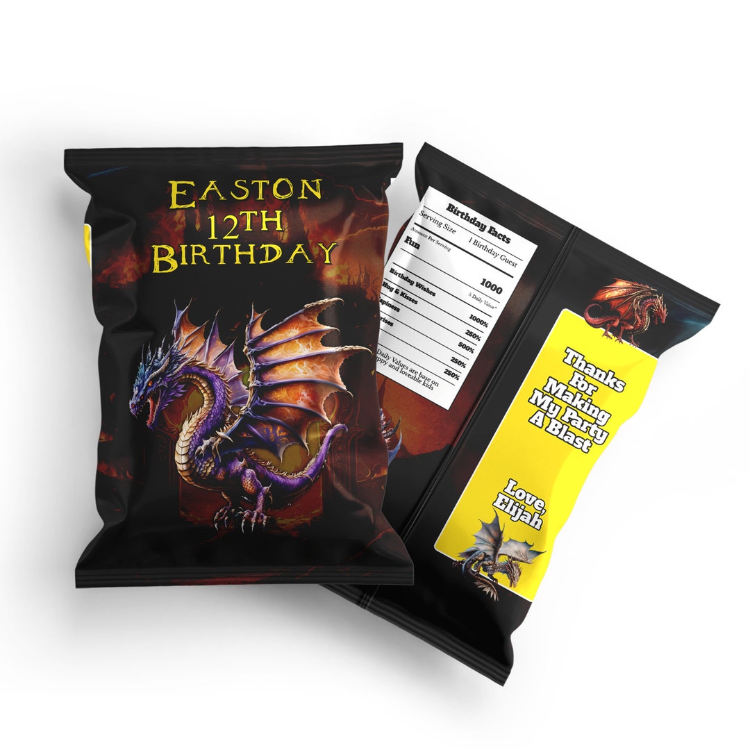 Printable Dragon Chips Bag Label | Dungeon Dragon Chips Bag Wrapper ...