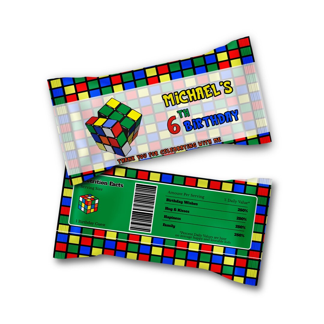 Printable Rubik Skittles Label Rubik Cube Candy Bar Wrapper Rubiks ...