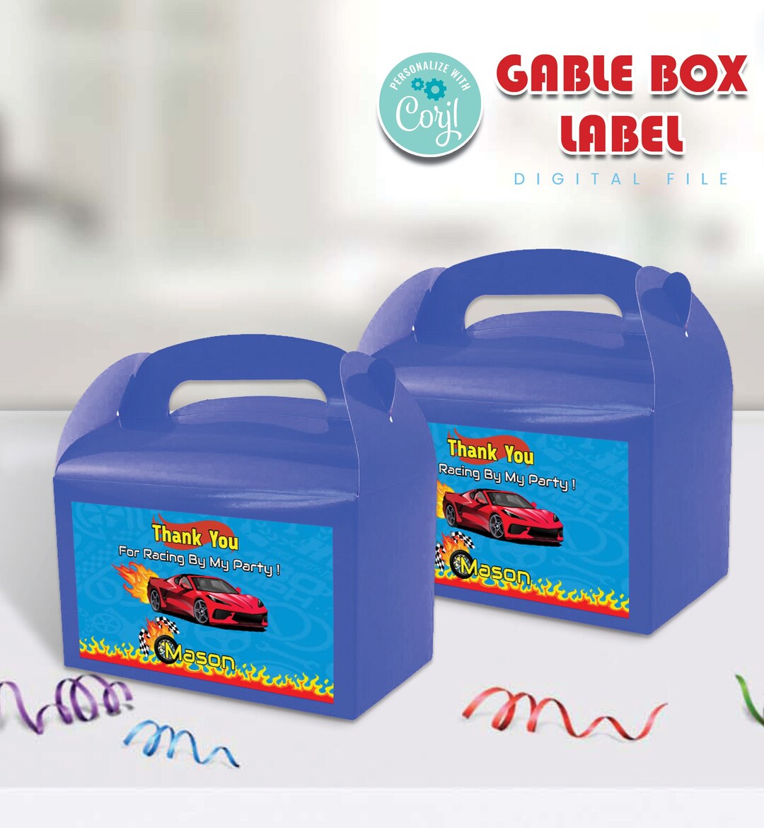 Printable Race Car Gable Box Label Editable Race Car Theme - Etsy