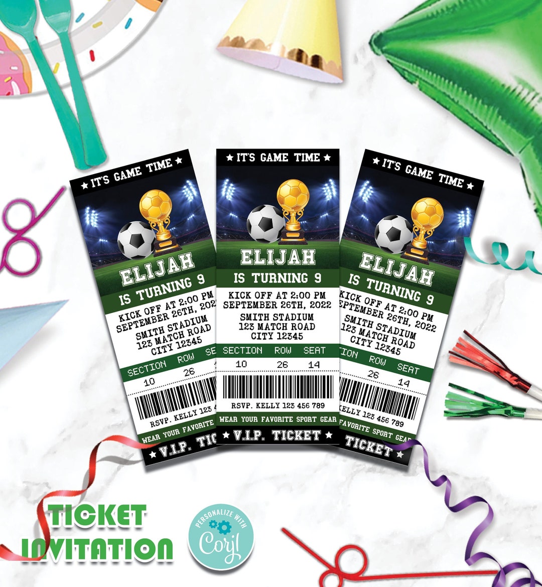 Soccer Birthday Invitation Soccer Ticket Invitation Birthday - Etsy