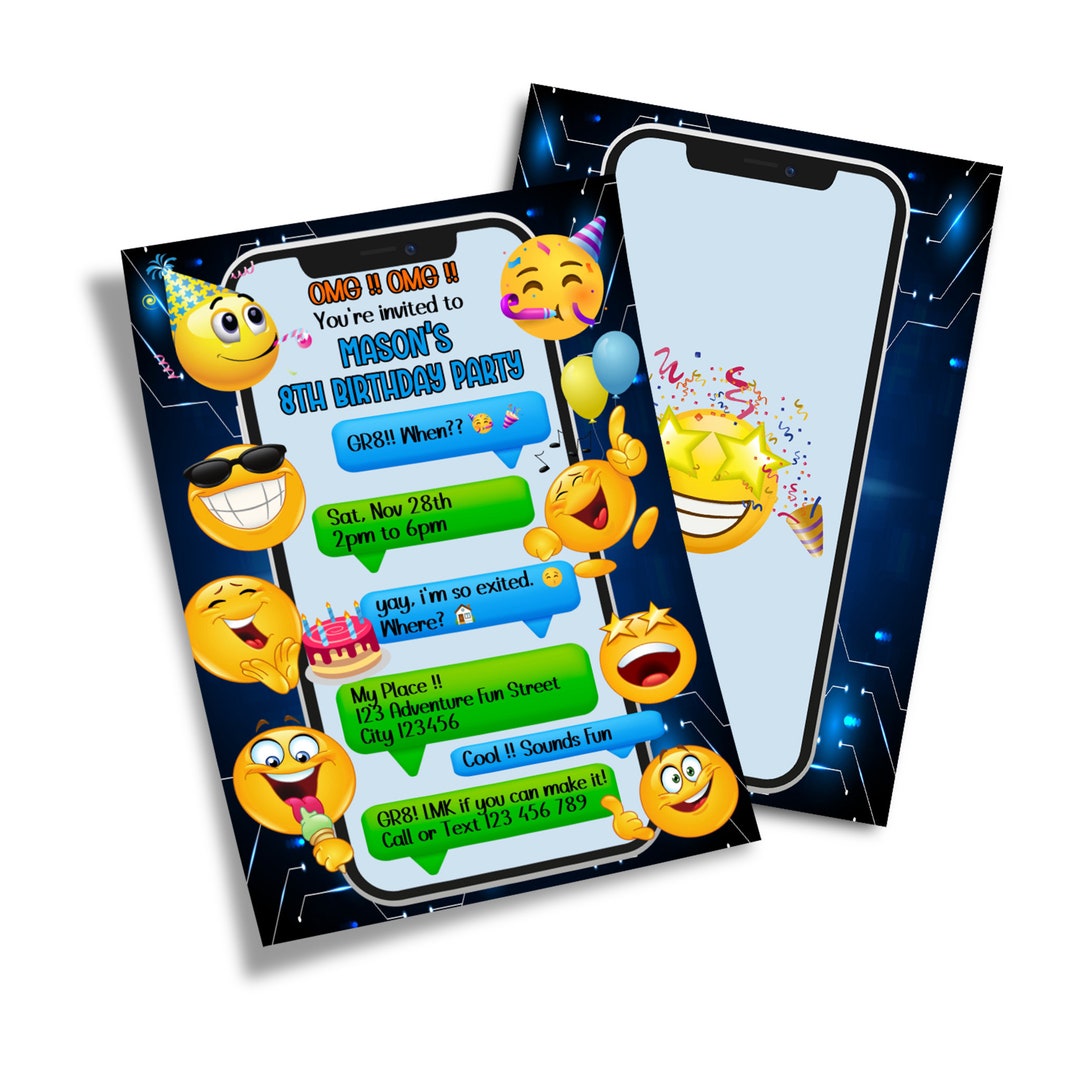 Emoji Birthday Invitation | Emoji Invitation | Invitation Emoji | Emoji ...