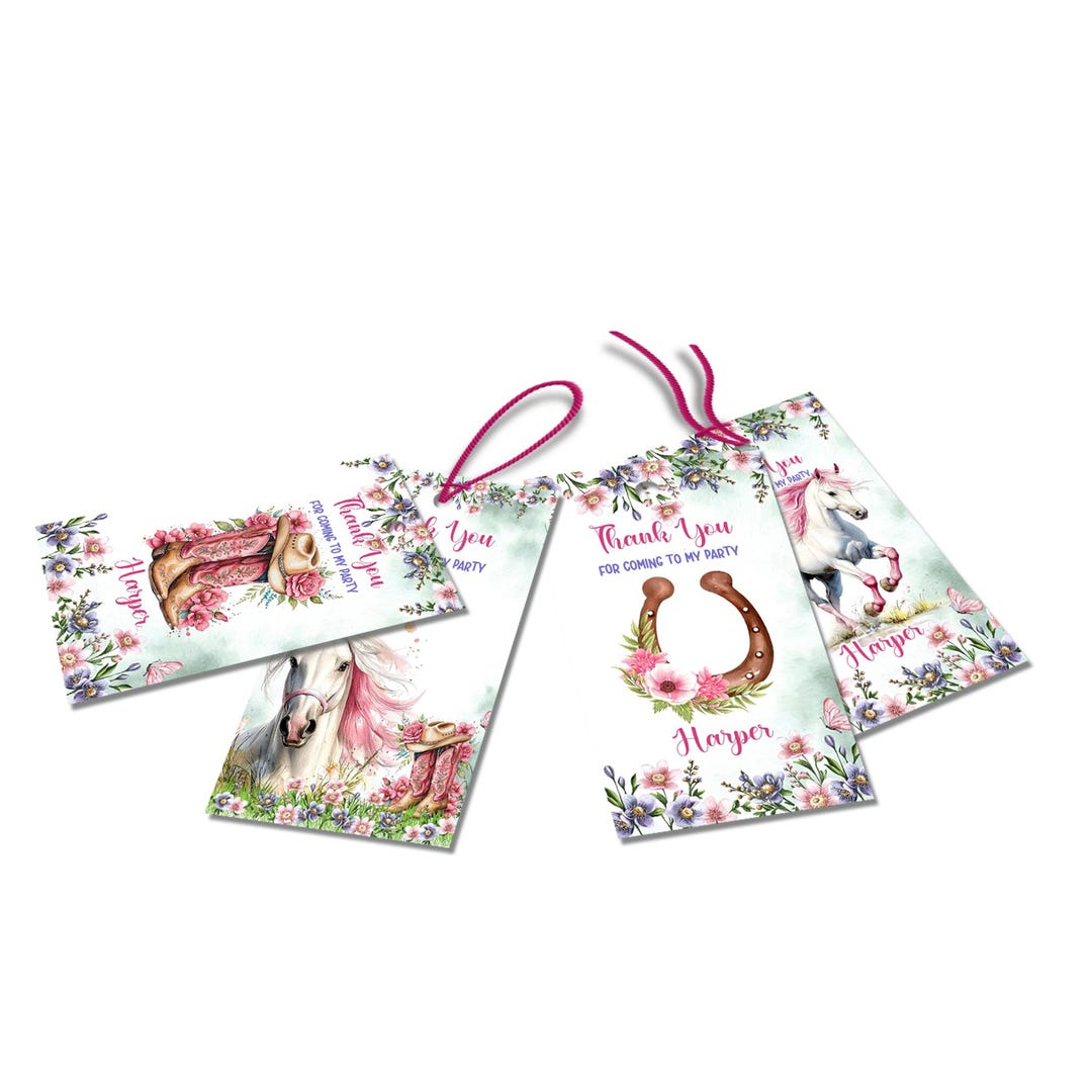 Printable Horse Favor Tag, Horseshoe Thank You Tag, Equestrian Gift Tag ...