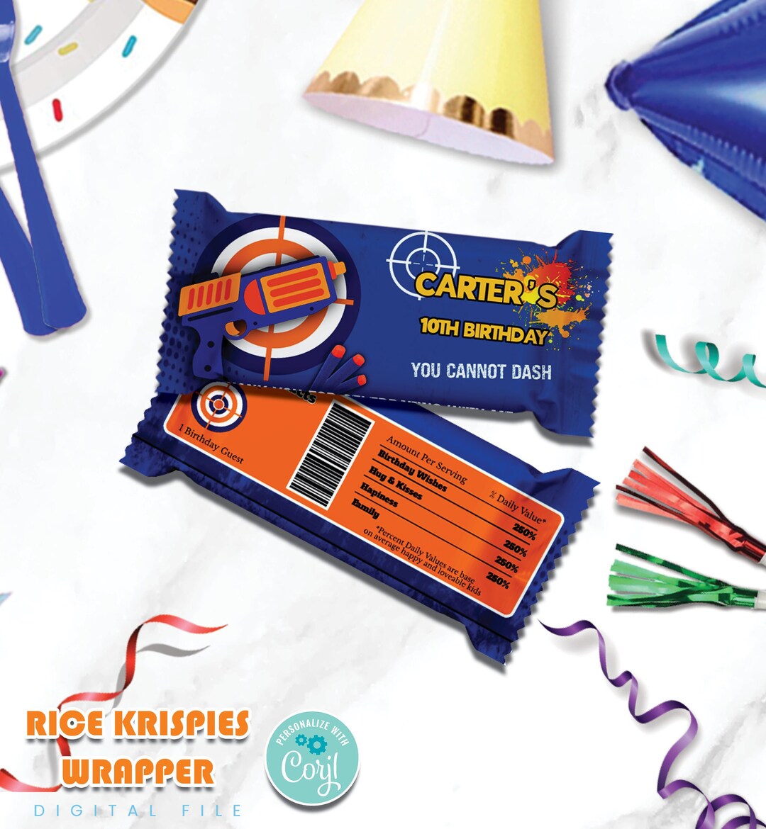 Printable Dart Gun Rice Krispies Label Dart War Candy Bar - Etsy