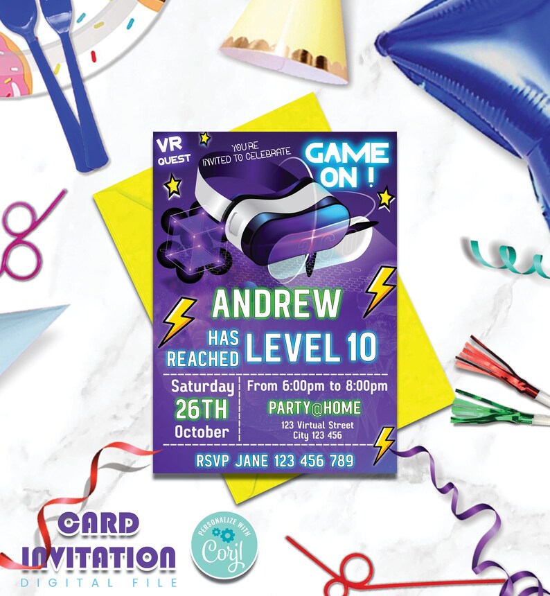 VR Party Invitation VR Birthday Invite Virtual Reality - Etsy